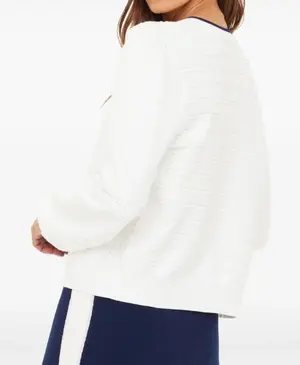 The Upside Textured Knit Bow Detail Cardigan - White