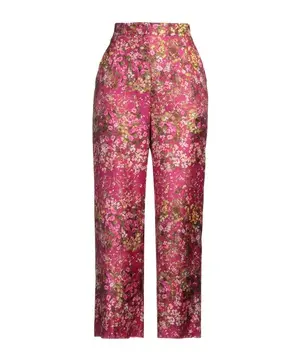 Max Mara Floral Satin Straight-leg Trousers - Fuchsia