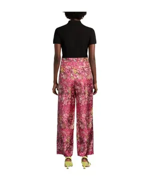 Max Mara Floral Satin Straight-leg Trousers - Fuchsia