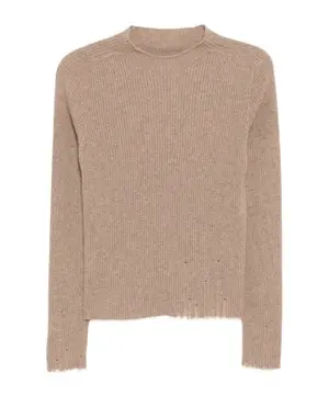UMA WANG Long-sleeved Crew Neck Cashmere Sweater - Tan