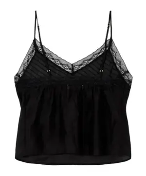 RE/DONE Sofia Lace-trim Pintuck Camisole