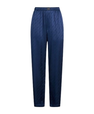 Balenciaga Logo Print Satin Pyjama Trousers - Blue