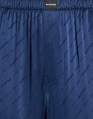 Balenciaga Logo Print Satin Pyjama Trousers - Blue