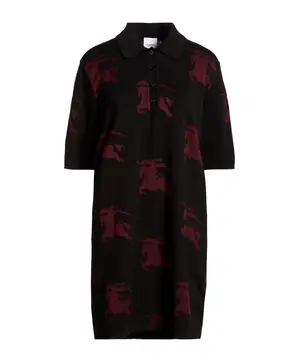 Burberry Knitted Polo Dress With Logo Print - Black
