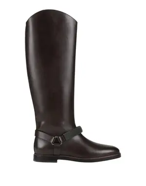 Brunello Cucinelli Leather Zip Up Boots - Dark Brown