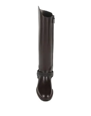 Brunello Cucinelli Leather Zip Up Boots - Dark Brown