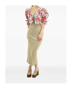 MARINE SERRE Crescent Moon-embroidered Ribbed Midi Dress