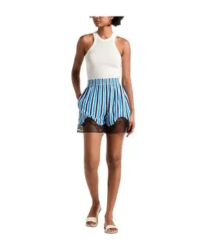 Burberry Striped Lace Trim Bermuda Shorts