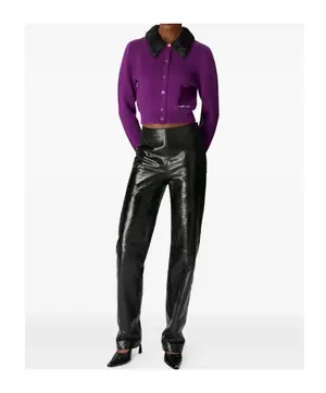 MARINE SERRE Cropped Cardigan With Contrasting Collar