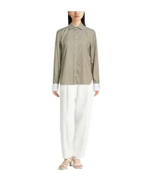 Brunello Cucinelli Striped Poplin Shirt With Classic Collar
