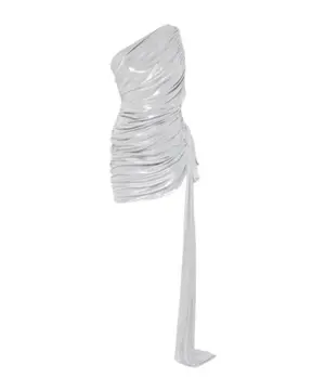 Norma Kamali Diana Ruched Metallic One-shoulder Mini Dress