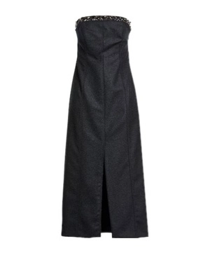 Brunello Cucinelli Sleeveless Off-the-shoulder Flannel Dress With Crystal Embellishments
