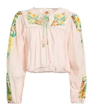 Farm Rio Bohemian Floral Print Long Sleeve Blouse