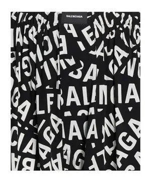 Balenciaga Logo-print Twill Wide-leg Trousers - Black