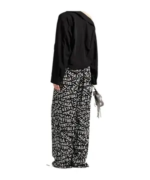 Balenciaga Logo-print Twill Wide-leg Trousers - Black