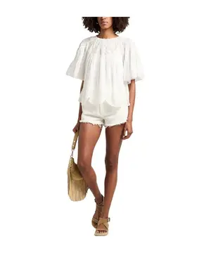 Farm Rio Solid-color Lace Short Sleeves