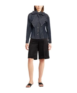 Brunello Cucinelli Denim Shirt With Bow Detail