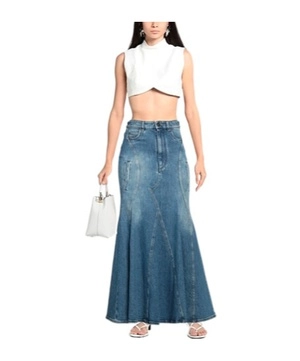 Burberry Denim Flared Skirt