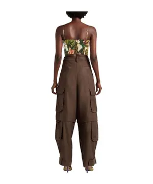 Farm Rio Floral Sleeveless Sweetheart Neckline Cropped Top