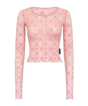 MARINE SERRE Geometric Print Long Sleeve Top - Pink