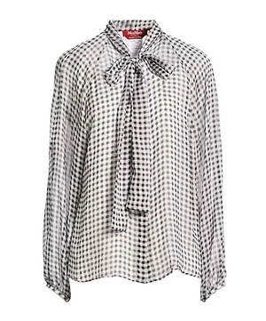 Max Mara Plaid Bow Neck Shirt