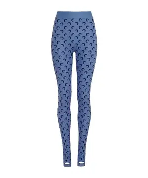 MARINE SERRE Moon-print Jersey Leggings - Blue