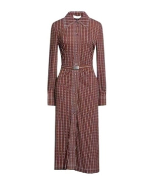 Tory Burch Checked Jersey Shirt Dress - Brown