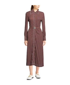 Tory Burch Checked Jersey Shirt Dress