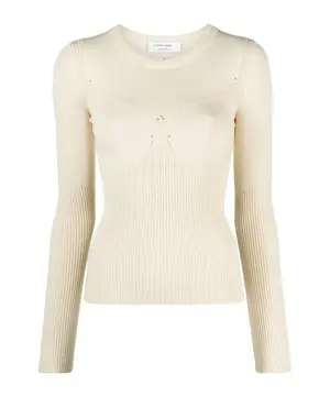 MARINE SERRE Perforated Ribbed-knit Top