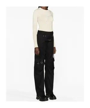 MARINE SERRE Perforated Ribbed-knit Top