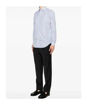 Eleventy Vertical-stripe Spread-collar Shirt