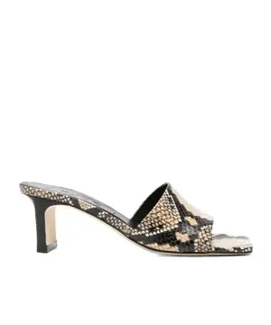 AeydĒ Jessie Snakeskin-print Heeled Mules - Gray