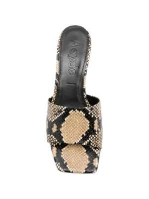 AeydĒ Jessie Snakeskin-print Heeled Mules - Gray