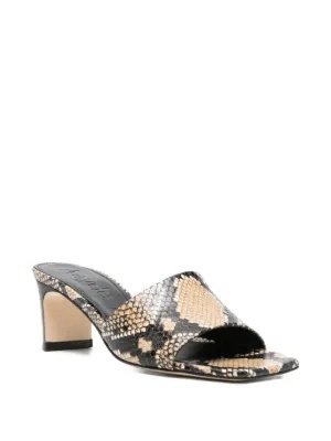 AeydĒ Jessie Snakeskin-print Heeled Mules - Gray