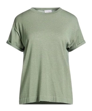 Brunello Cucinelli Solidcolor Lightweight Knit Shortsleeve Top - Green