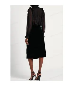 Saint Laurent Chiffon Top With Appliqués And Ruffles