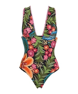 Farm Rio Floral Embroidered One Piece Swimsuit