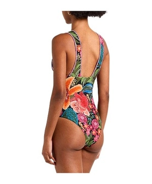 Farm Rio Floral Embroidered One Piece Swimsuit
