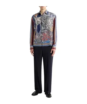 Etro Leopard Print Silk Shirt - Gray