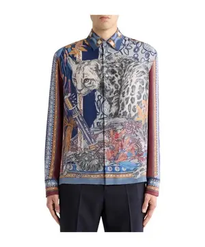 Etro Leopard Print Silk Shirt - Gray