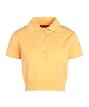 MAXCO. Knitted Cropped Polo Shirt