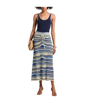 Farm Rio Striped Metallic Crochet Maxi Skirt