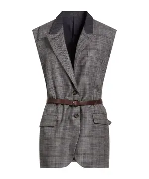 Brunello Cucinelli Sleeveless Plaid Blazer - Grey