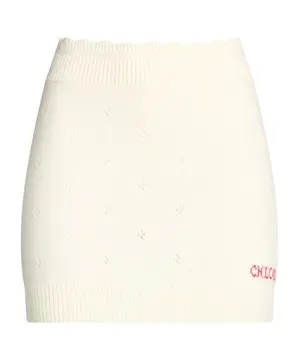 Chloé Embroidered Logo Pointelle-knit Mini Skirt - Off White