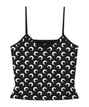 MARINE SERRE Printed Camisole With V-neckline - Black