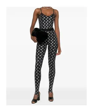 MARINE SERRE Printed Camisole With V-neckline - Black