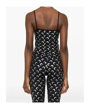 MARINE SERRE Printed Camisole With V-neckline - Black
