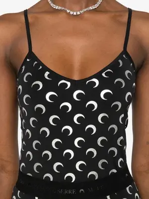 MARINE SERRE Printed Camisole With V-neckline - Black