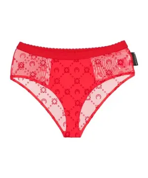 MARINE SERRE Moonogram Flocked Mesh Briefs - Red