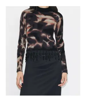 Tory Burch Embellished Cotton Top - Black/brown